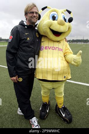 The mascot of Bundesliga soccer club Borussia Dortmund (BVB), Emma ...