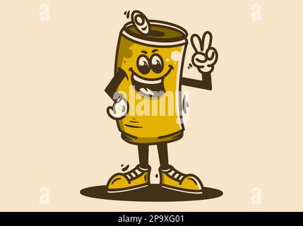 Mascot character design of a standing beer can with hands forming a ...
