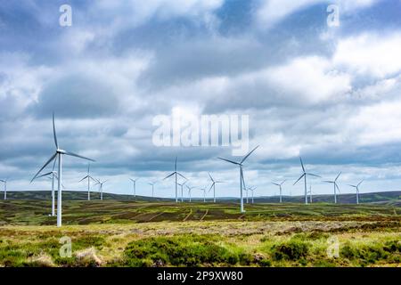 On shore British Windfarms Fallago Rig Windfarm Stock Photo - Alamy