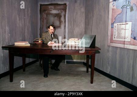 A wax figure of Adolf Hitler is on display at the wax figure cabinet ...