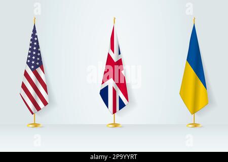 Political gathering of governments. Flags of United States, Saudi ...