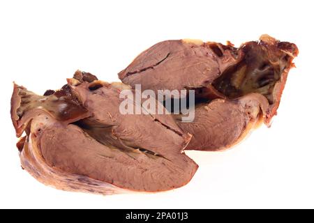 Cooked pig hearts in white background,Very fresh Stock Photo - Alamy