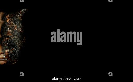 banner with scary Isolated spooky possessed baby girl doll head creepy ...