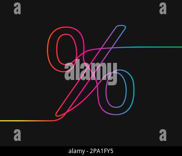 Linear background of percent sign. One continuous line drawing of a ...