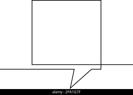 One line drawing of square speech bubble with round corners, Black and ...