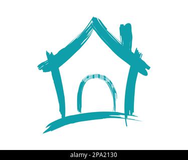 Simple House Illustration visualized with Brush Strokes and Simple ...