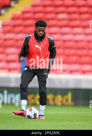 Bali Mumba #2 of Plymouth Argyle warming up during the Sky Bet ...
