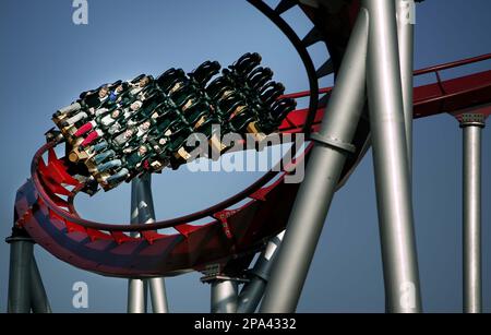 Roller coaster in Tivoli gardens, amusement park in Copenhagen, Denmark ...