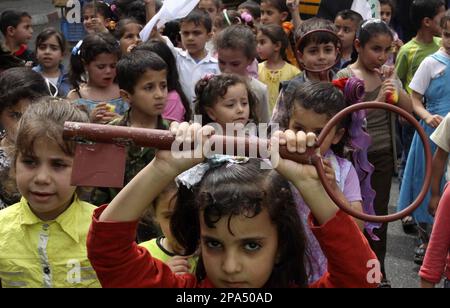 A key, symbol of the palestinian right of return, at the entrance of ...