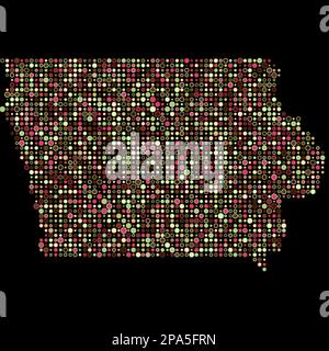 Iowa Map Silhouette Pixelated generative pattern illustration Stock ...