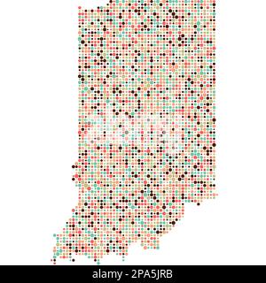 Indiana Map Silhouette Pixelated generative pattern illustration Stock ...