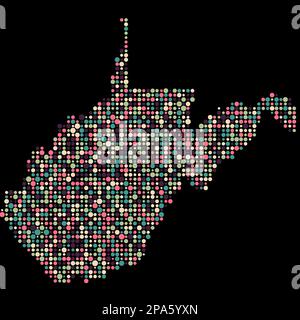 West virginia Map Silhouette Pixelated generative pattern illustration ...