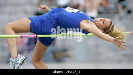 Dike New Hartford's Hannah Willms attempts to clear the bar in high ...