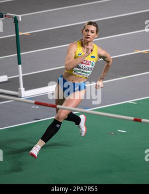 Kateryna Tabashnyk of Ukraine competing in the women’s high jump final ...