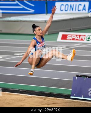 Ivana Vuleta of Serbia competing in the women’s long jump final at the ...