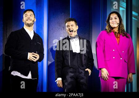 BAARN - Winner Daniël Verlaan, de Mol Jurre Geluk and finalist Ranomi ...