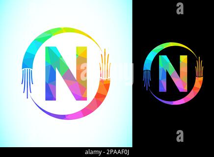 Polygonal alphabet A with electric wire, and optical fiber cable. Low ...