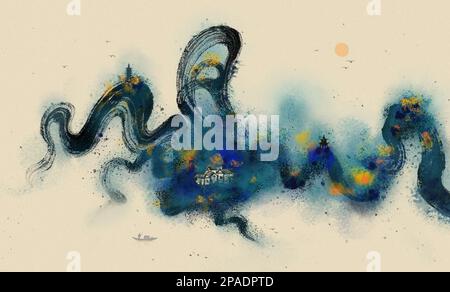 Abstract Chinese ink landscape painting Stock Photo - Alamy