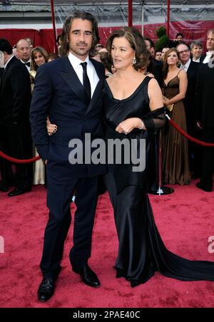 Irish actor Colin Farrell, left, and his mother, Rita, arrive for the ...