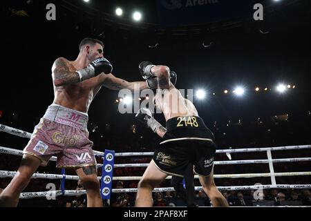 Koen Mazoudier (right) in action against Ben Mahoney during the ...