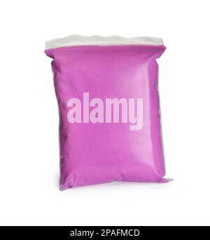 Package of purple play dough isolated on white, top view Stock Photo ...