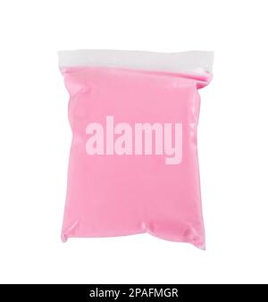 Package of pink play dough on white background, top view Stock Photo ...
