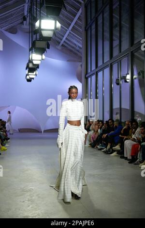 A model walks the runway at the Luís Carvalho Blossom Collection FW 24/ ...