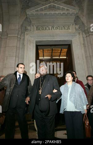 Excommunicated Zambian Roman Catholic archbishop Emmanuel Milingo, left ...