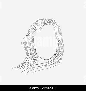 Vector sketch of woman's head with no face and long hair, Hand drawn ...