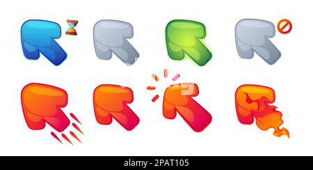 Game ui arrow cursor, cute mouse pointer vector. Metal spear, crystal ...