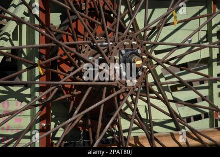 Vintage stagecoach metal wagon wheel details Stock Photo - Alamy