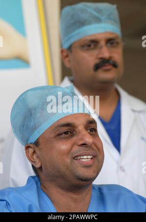 Chief orthopedic surgeon Dr. Sharan Patil, addresses the media at the ...