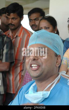 Chief orthopedic surgeon Dr. Sharan Patil, addresses the media at the ...