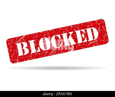 Blocked stamp symbol shadow, label sticker sign button, text banner ...