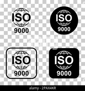 Set of Iso 9000 icon. Standard quality symbol. Vector button sign ...