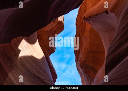 Lower Antelope Canyon - Plane in the Sky Stock Photo - Alamy
