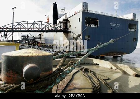 Rat guards on ship mooring rope to prevent Rats getting aboard Stock ...