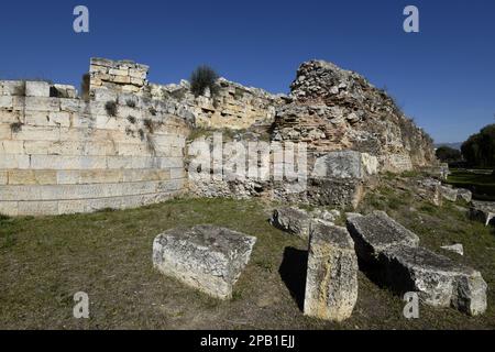 Ancient remains of the "Iera Oikia" (Holy House) at the archaeological ...