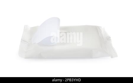 Open wet wipes flow pack, isolated on white background Stock Photo - Alamy