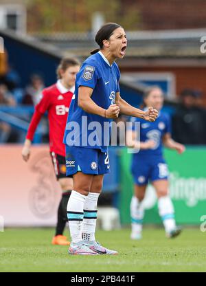 Kington Upon Thames, UK. 12th Oct, 2025. Ellie Carpenter of Chelsea is ...