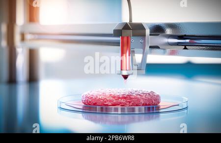 Beef meat 3d printing concept. Hamburger cutlet shape - New ...