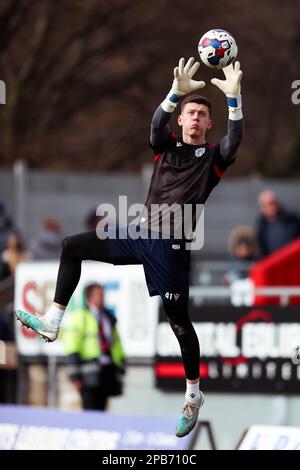 Stevenage Goalkeeper Jon McCracken warms up ahead of the Sky Bet League ...
