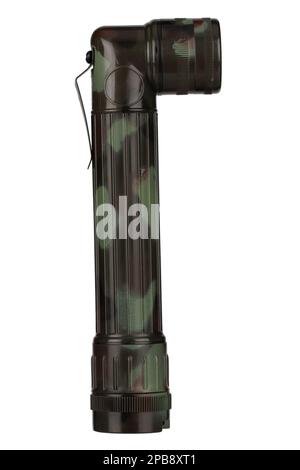 vintage military style flashlight isolated on white background Stock ...