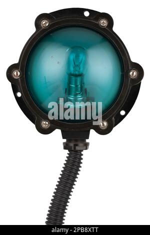 Emergency lighting in the factory. Warning red light. Isolated on white ...