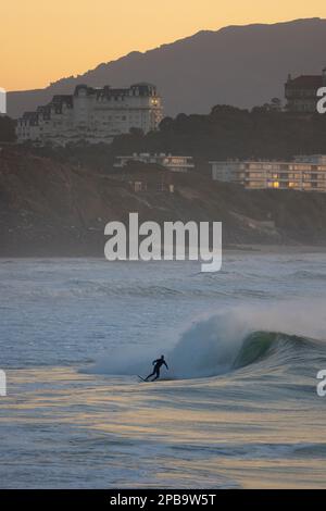The surf of the Atlantic at the Basque coast (Côte Basque) in France ...