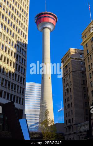 Calgary Tower from a low angle and perspective Stock Photo - Alamy