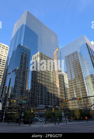 Reflections on Calgary downtown buildings Stock Photo - Alamy