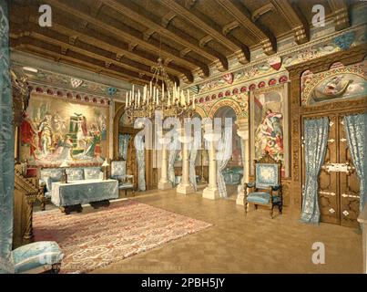 Throne room, Neuschwanstein King Ludwig II castle, Upper Bavaria ...
