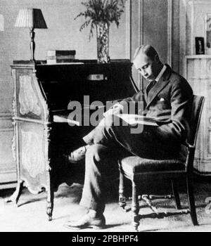Portrait of composer Sergei Prokofiev (1891-1953) working on the opera ...
