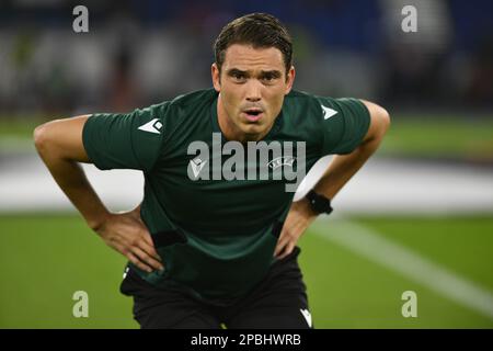 Referee Sandro Scharer (SUI) during the first leg of the round of 16 of ...